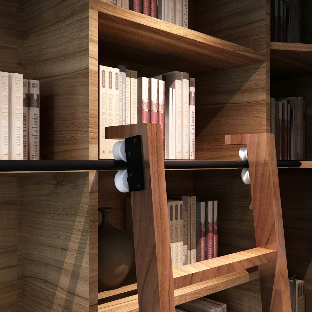 Sliding Ladder Bookshelf Cabinet - 2M Customizable Steel Ladder ...