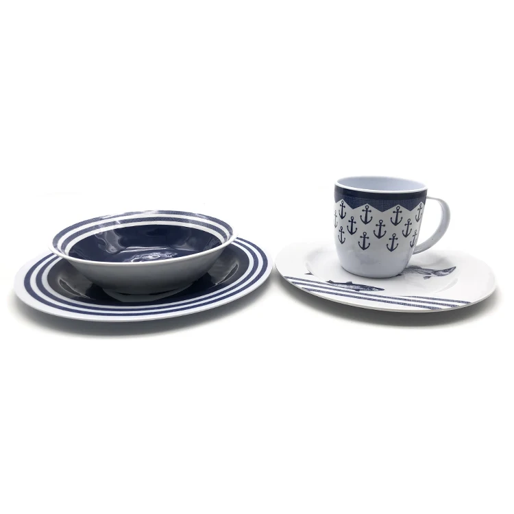 Plastic Melamine Dinner Set with Hammered Texture & Ceramic Look