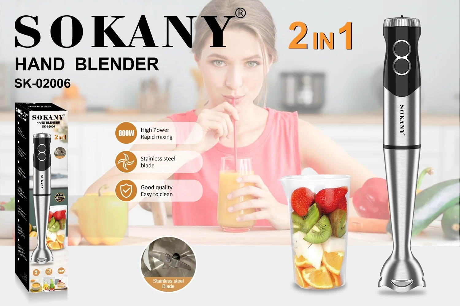 Sokany Electric Hand Stick Blender - High Power & Versatility