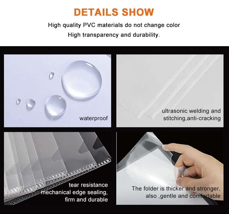 L-shaped A4 Clear Presentation Folder - Eco-Friendly File Organizer