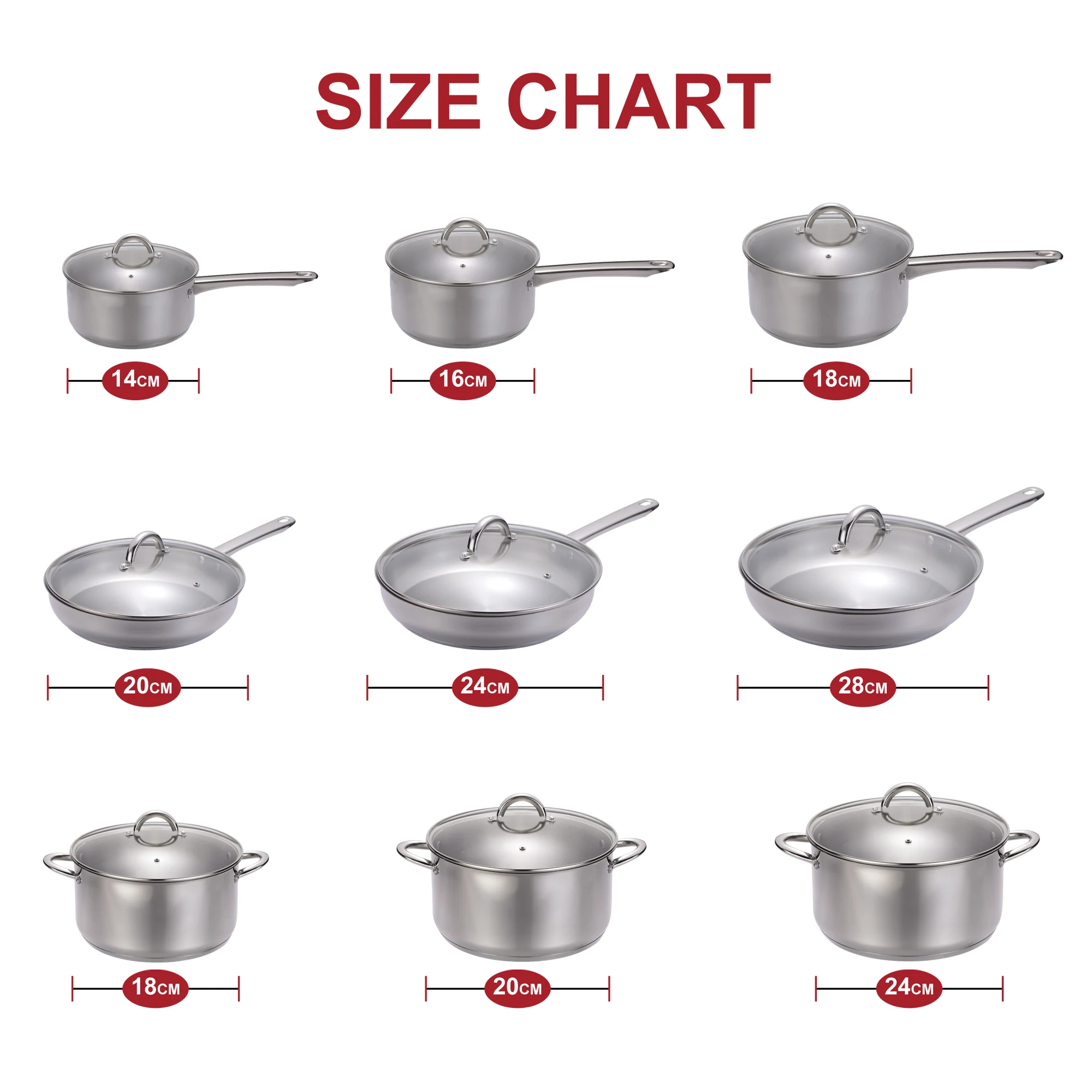 7pcs Non Stick Pots Sets Cooking Cookware Set Kitchen Stainless Steel ...
