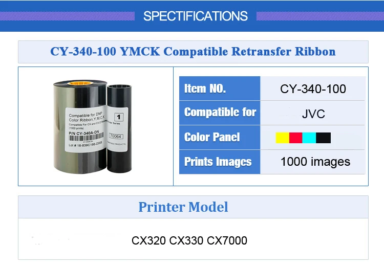 For Jvc Cy-340-100 Ymck Ribbon Cy-3ra-100 Art Film 1000 Images Each Use ...