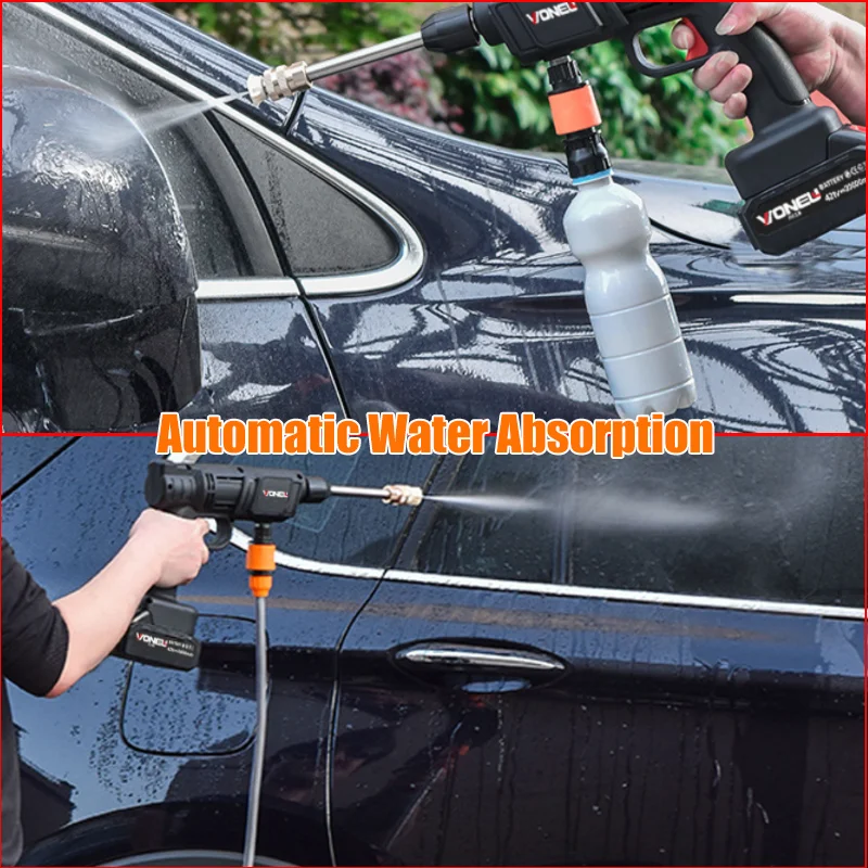 Portable 21V High Pressure Cordless Car Washer Wireless Spray Water Gun ...