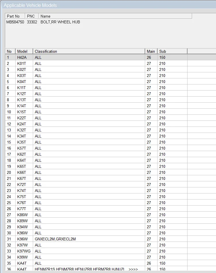 MB584750 - Original Auto Rear Wheel Hub Bolt for Mitsubishi