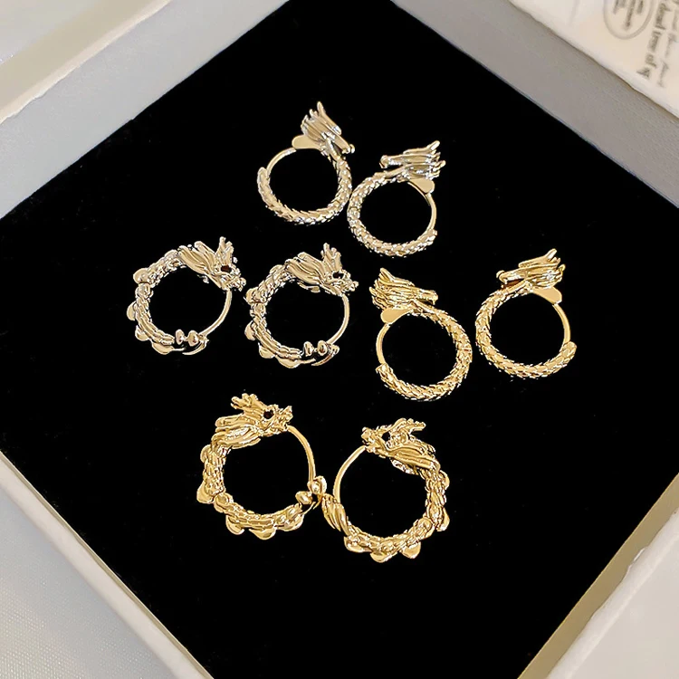 2024 New Dragon Year Animal Ear Buckle Commuting Design Copper Earrings ...
