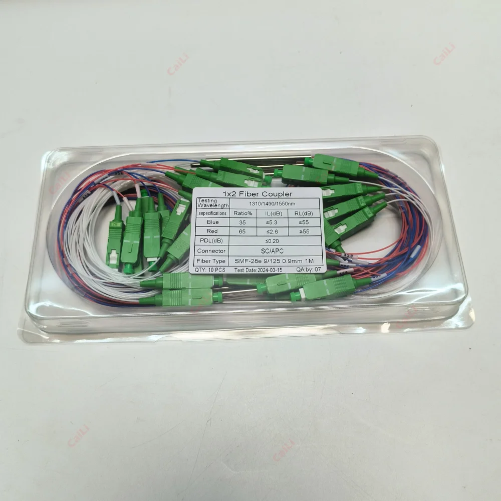 10pcs/lot Fiber Optic Fbt Splitter With Connector Sc Apc 1x2 0.9mm ...