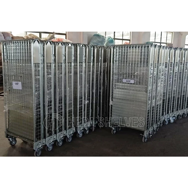 Wire Mesh Warehouse Roll Container - Foldable & Durable