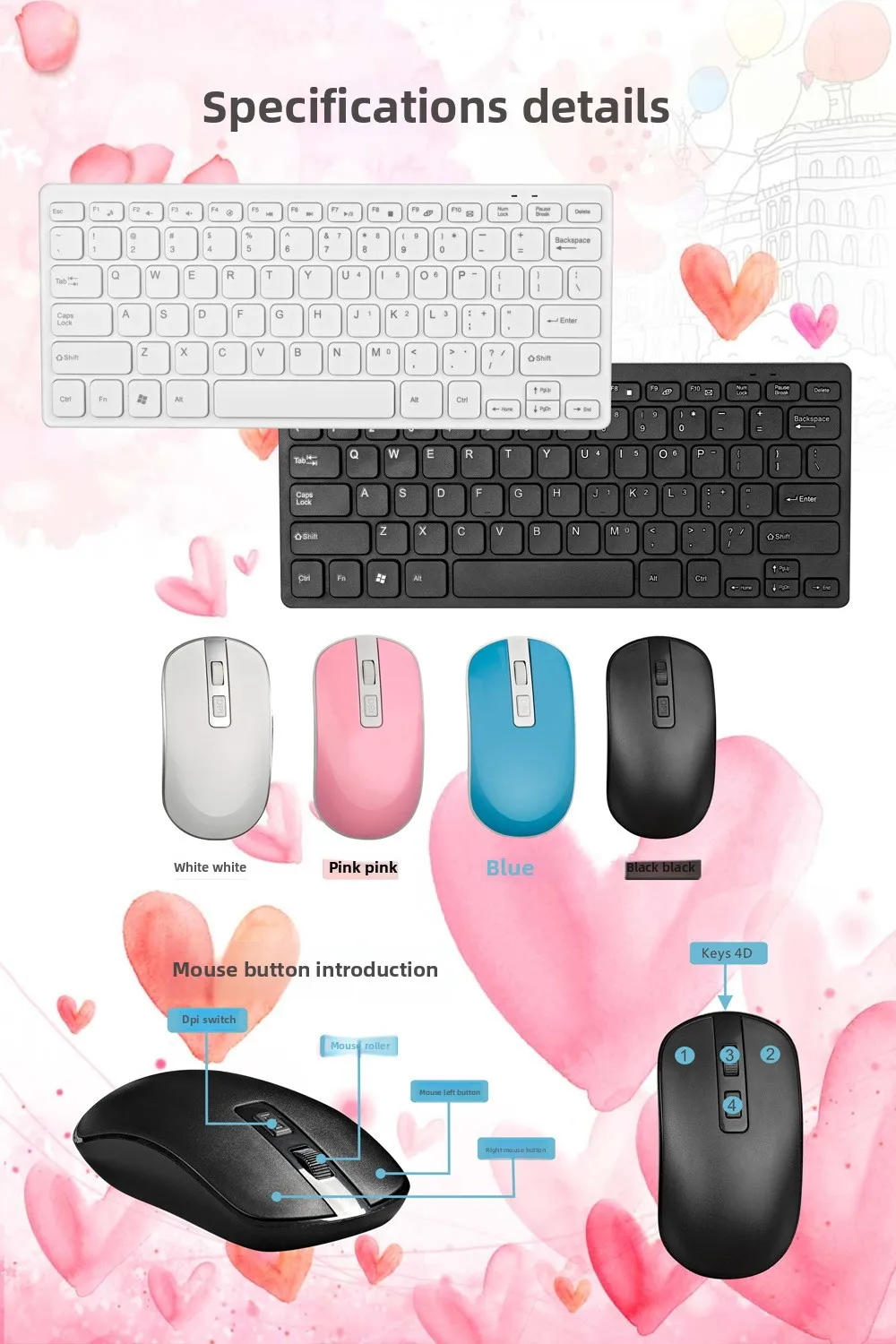 Wireless Keyboard and Mouse Set, Silent Mini Notebook, External ...