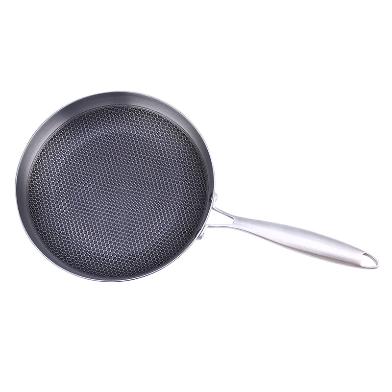 Stainless Steel Honeycomb Frying Pan Non-stick Tri-ply Pan With Ss Handle - Buy Frying Pan With ...