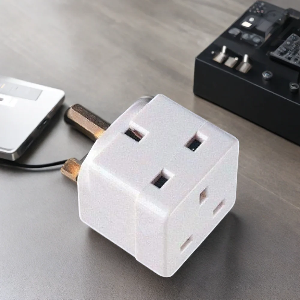 2 Way Metal Adapter - 3 Pin UK Socket Converter for EU, AU, US