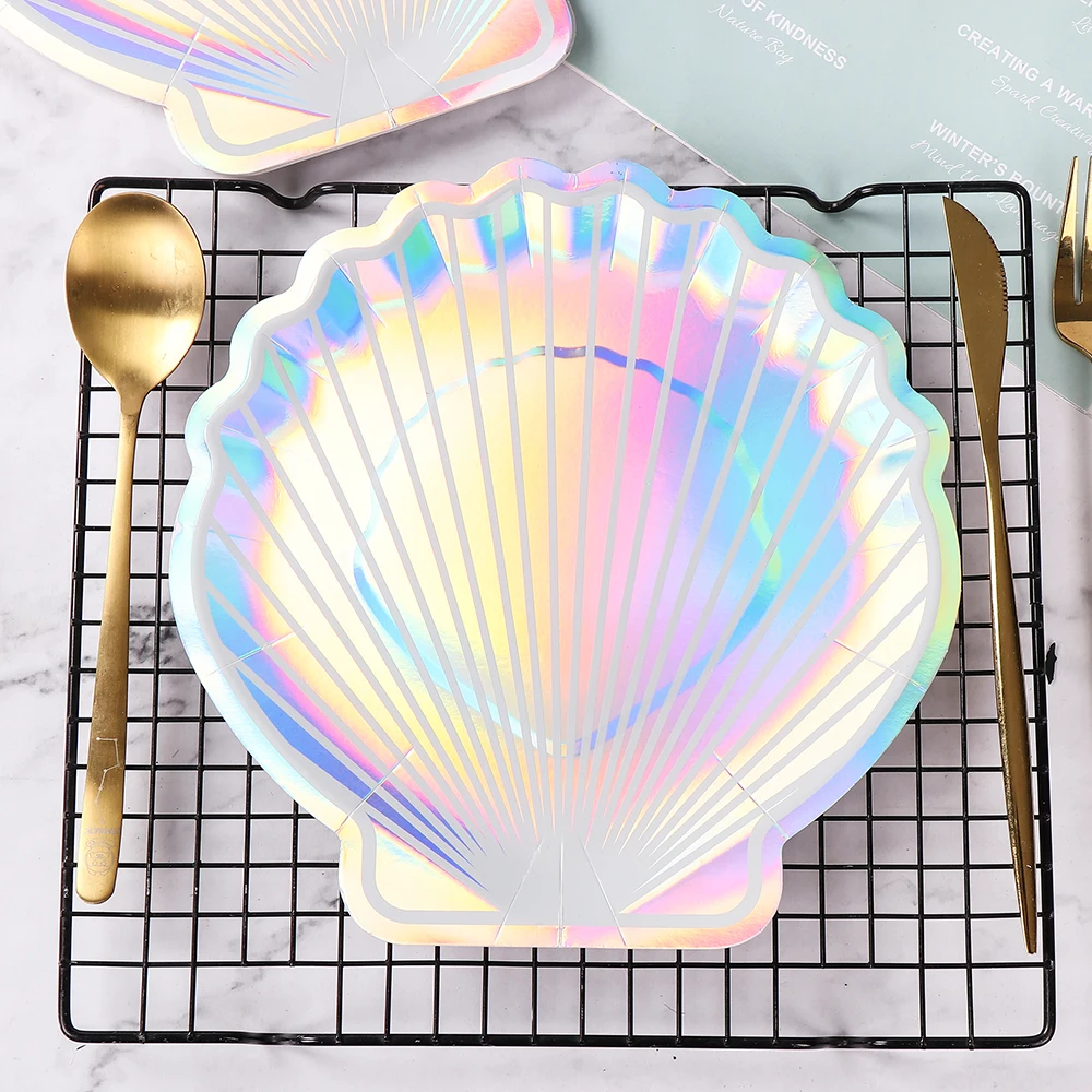 Mermaid Scalloped Seashell Paper Plates Disposable Party Dinnerware ...