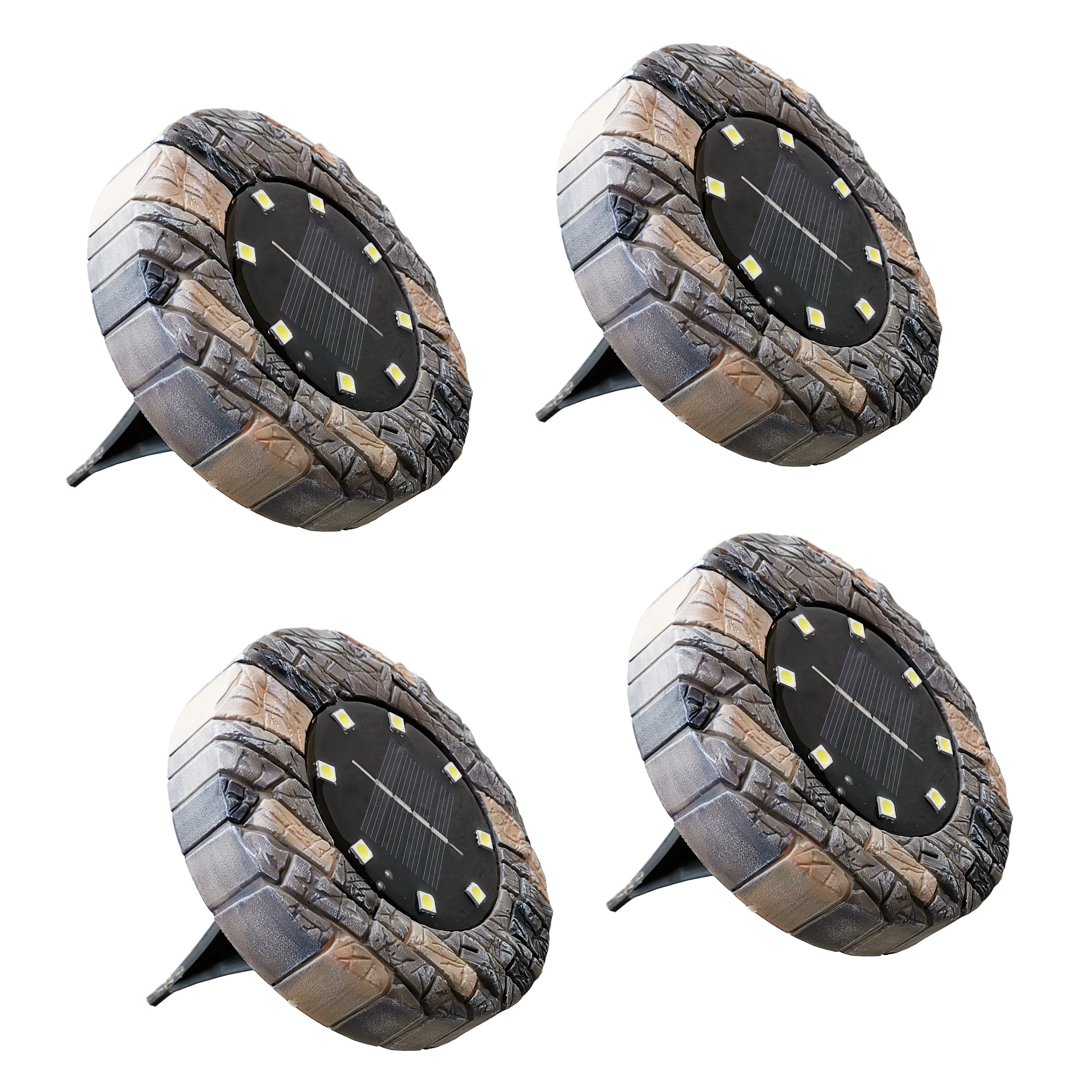 8 Led Stone Design Disk Solar Ground Lights Pathyway Lights Solar ...