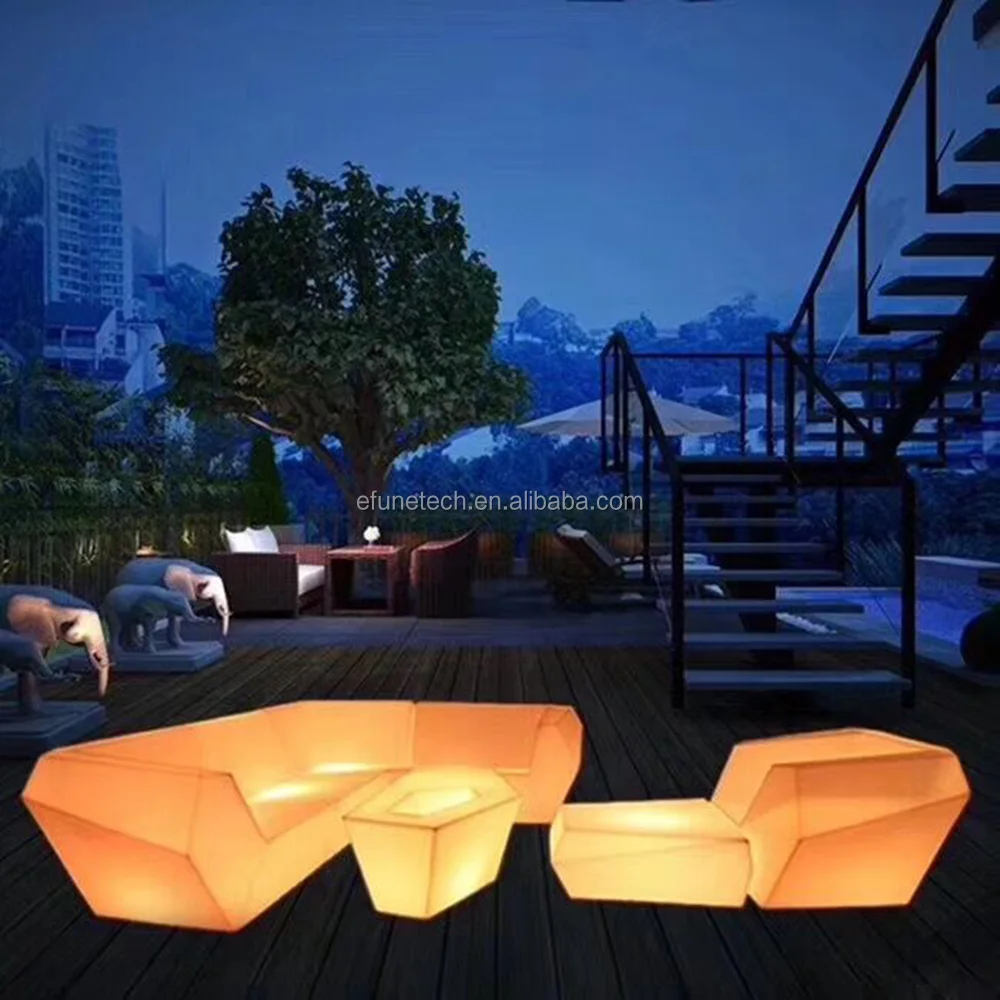 Modern Plastic Sofa Set Furniture Outdoor Rgb Color Changing Salon ...