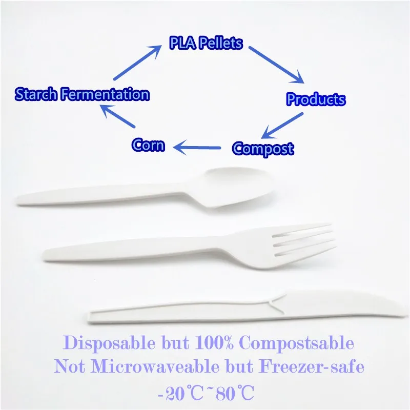 6inch Biodegradable Cutlery Compostable Pla Flatware Sets Disposable ...