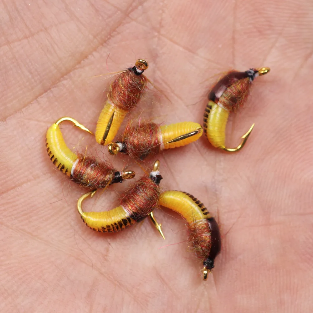 Realistic Nymph Scud Caddis Pupa Fly Fishing Flies Trout