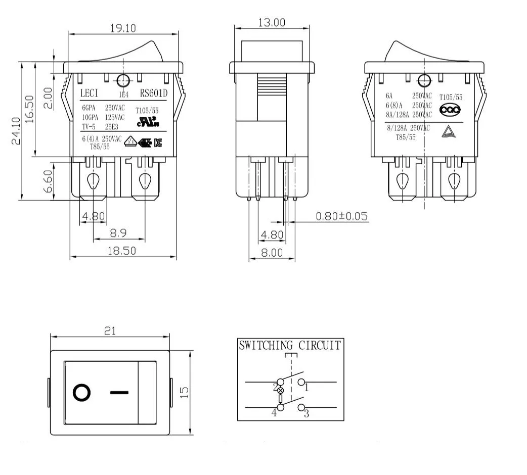 High Quality Leci Rs601 T105 Electric Rocker Switch - Buy Leci Rs606 ...