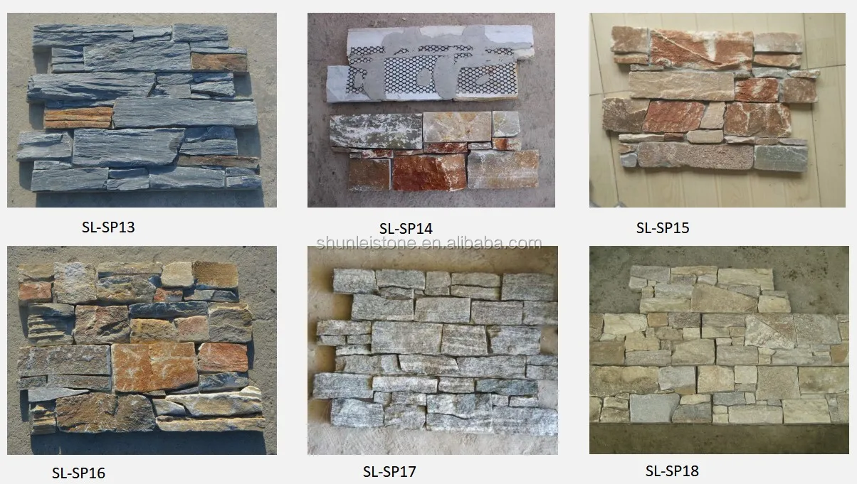 Outdoor Natural Green Quartzite Stacked Stone Veneer Panel Wall Cladding