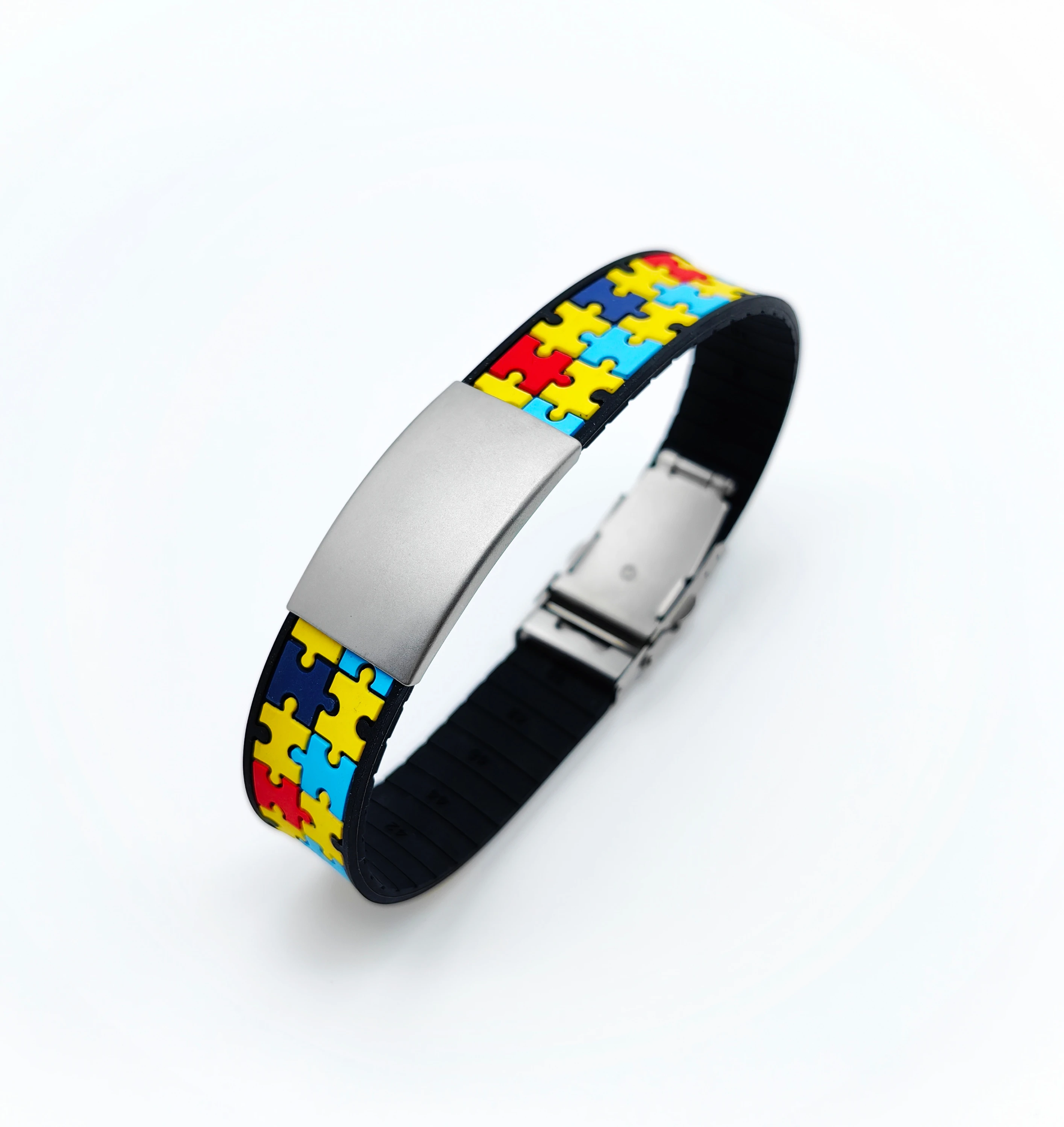 Custom Engrave Logo Stainless Steel Plate Autism Bracelet