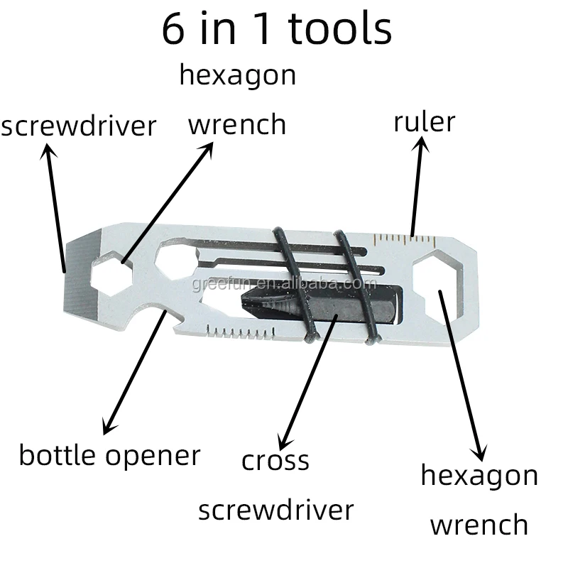 Multi Function Tool Kit Screwdriver Edc Tool Set Mini Ratchet Multi-tool Key Chain 6 In 1 ...