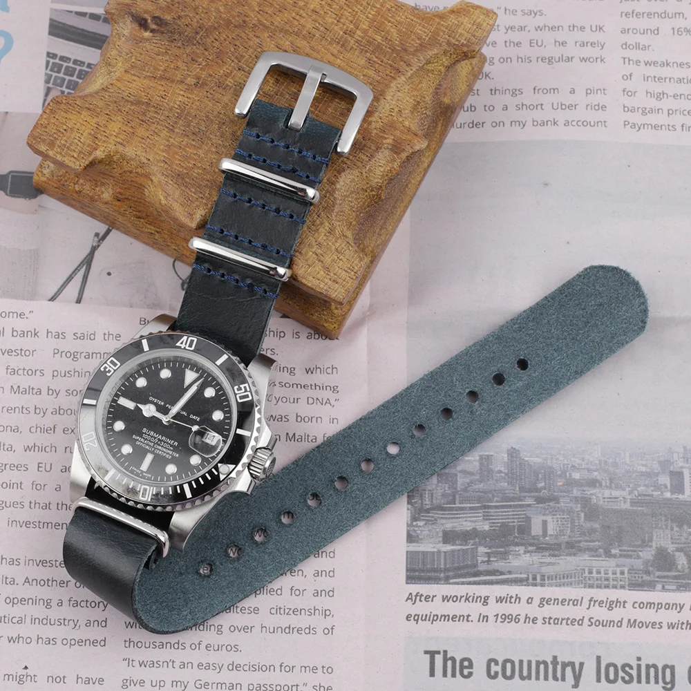 One Piece 280mm Long Genuine Leather Watch Strap Cow Leather Bracelet ...