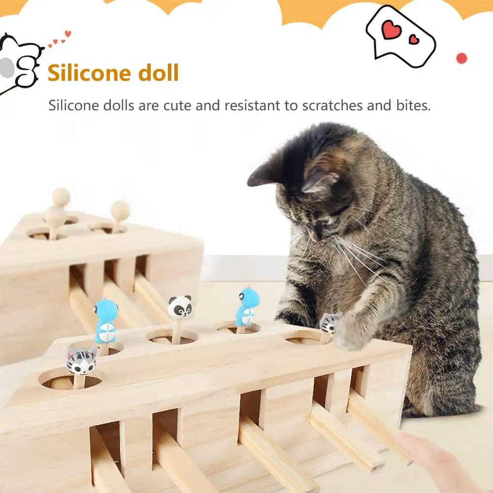 Wood Cat Hit Gophers Toys Interactive Wooden Whack A Mole Mouse Game ...