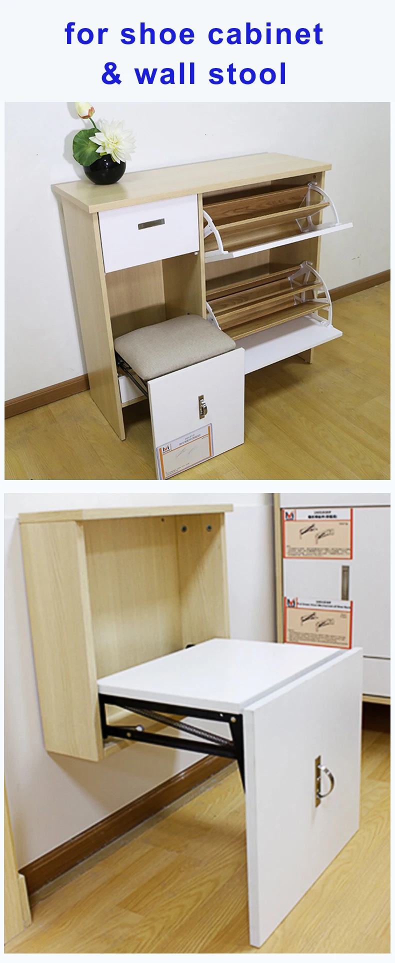 Hidden Pull Down Stool Mechanism for Shoe Rack Cabinet - Modern, Steel ...