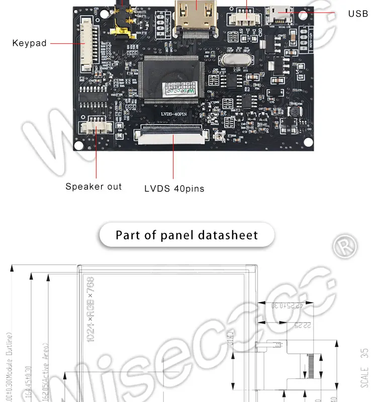 8 Inch LCD Panel - High Resolution 1024x768 Display