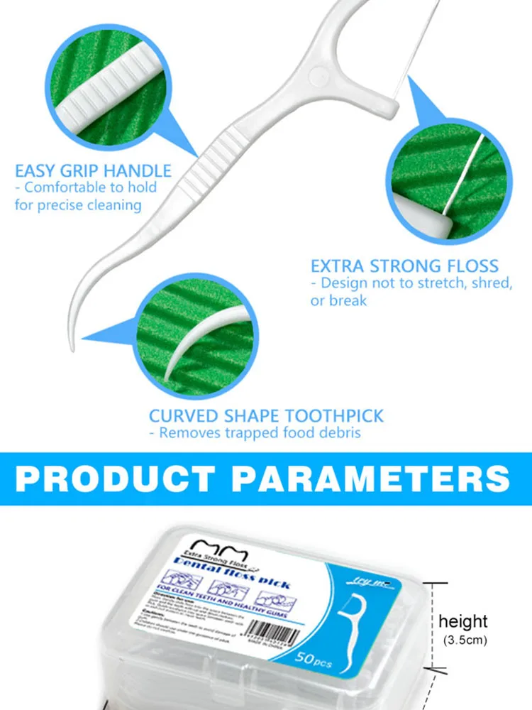 Bulk Eco-Friendly Dental Floss Picks - Custom Logo 50/box