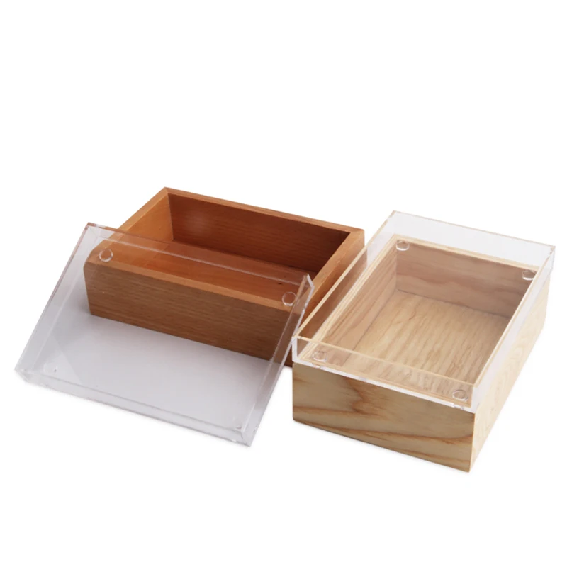Small Size 2 Layer Wood Storage Box With Acrylic Tray Perfect Way To ...