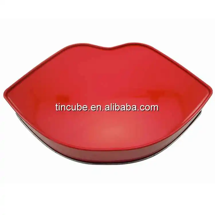 Custom Special Red Lip Shape Tin Box Candy Tin Can Cosmetic Metal Tin ...