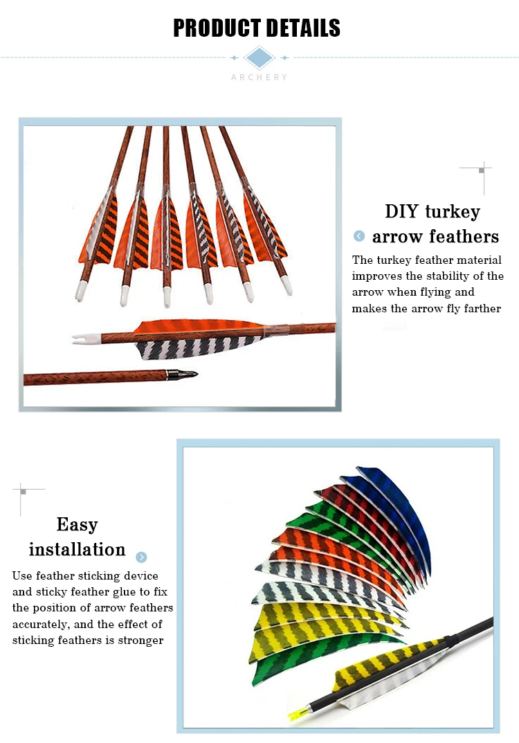 Archery Turkey Feather Fletching 4 Inch 5 Inch Natural Fletching Diy ...