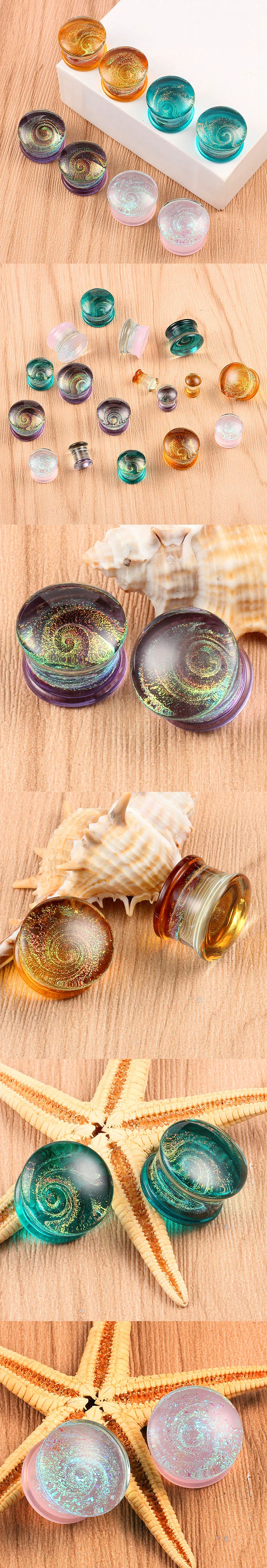 Evorte Customized Popular Colorful Glass Ear Gauges Plugs