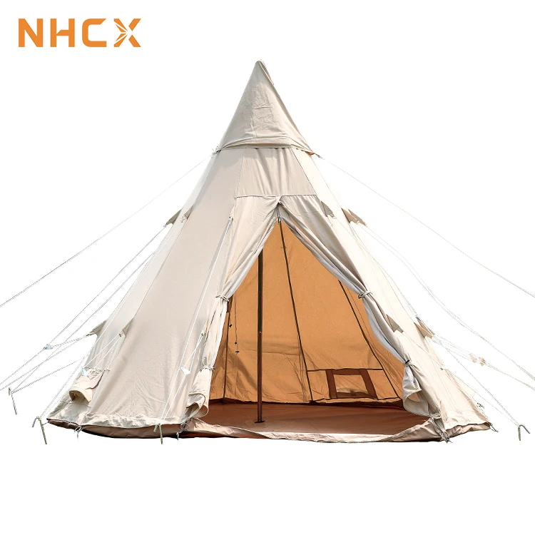Nhcx Outdoor Glamping Pyramid Bell Teepee Tent Outdoor Tipi Tent Cotton ...