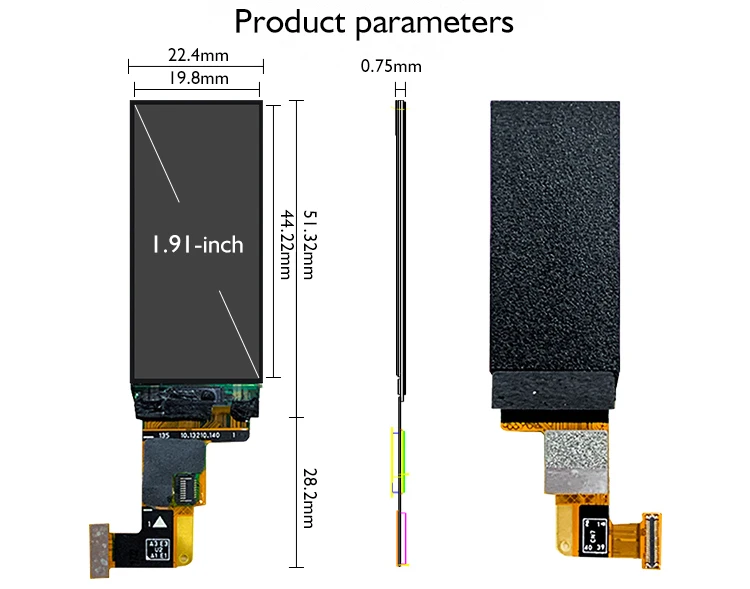 1.9 Inch Oled Display 240x536 Mipi 350nits Brightness 1.9 Inch Amoled ...