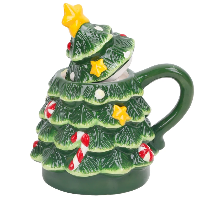 Redeco New Arrival Green Christmas Tree Cup Cute Christmas Tree Mug ...