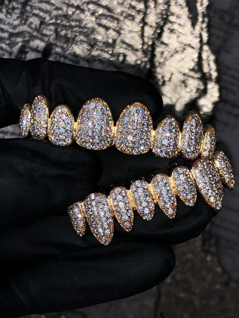 8 Sparkly And Shiny Teeth,Dental Jewelry Full Iced Out Top Bottom ...