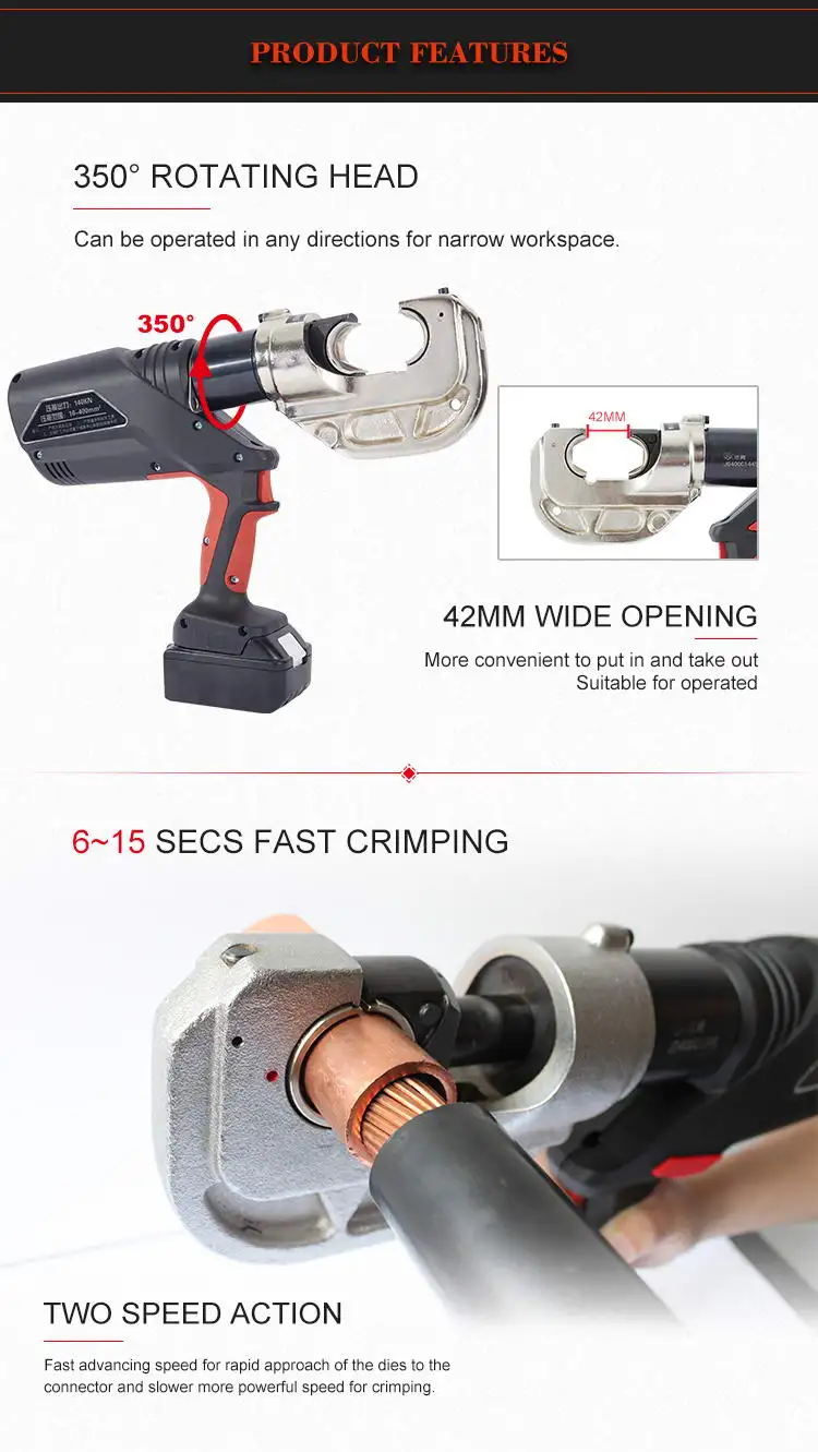 Manufacturer Price Cordless Crimping Tool 16-400mm 14 Tons Hydraulic ...