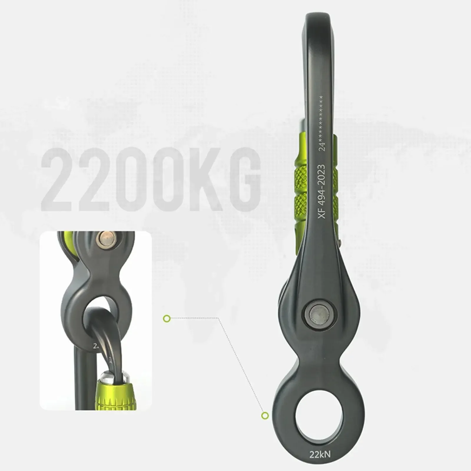 22kN Equipment D Shaped Locking Screwgate Carabiner Climbing Pulley for ...