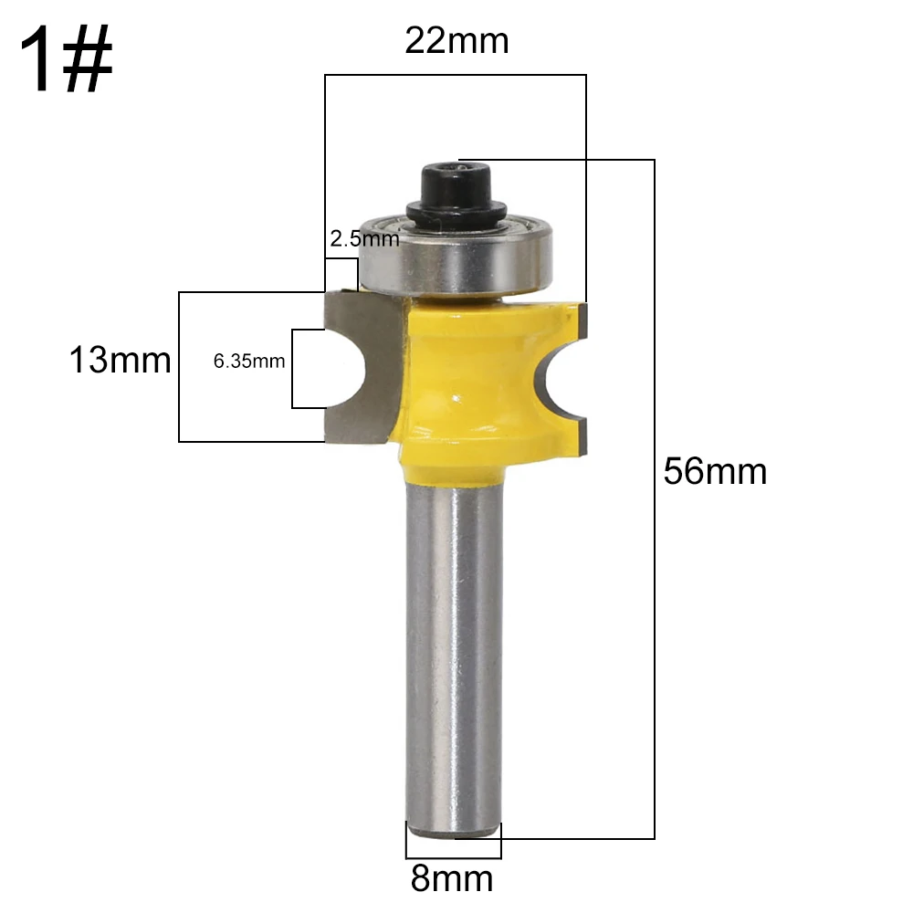 Half Round Bullnose Router Bit 8mm Shank 2 Flute Woodwork Milling ...