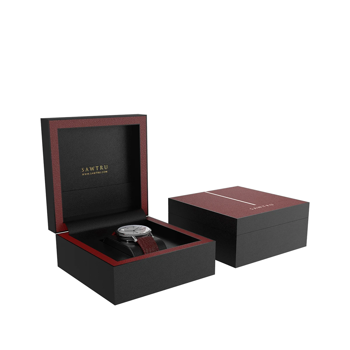 Transparent Glass Lid Flip Hinged Red Square Watch Box Display Case ...