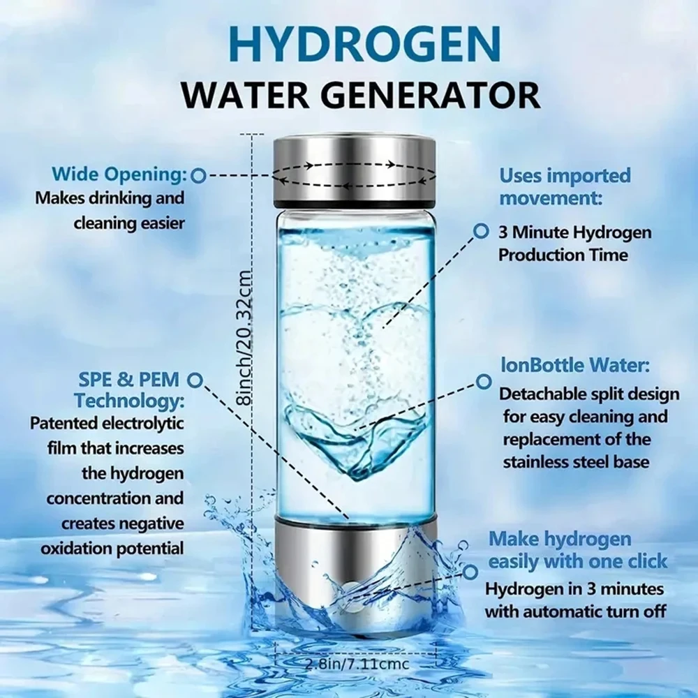 New Usb Hydrogen Rich Water Bottle Dismountable Oxygen Production Water ...