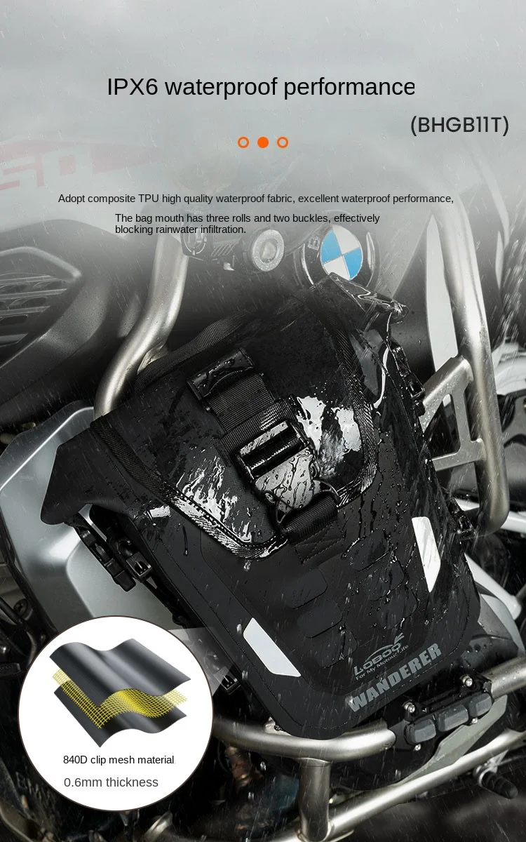 LOBOO Waterproof Reflective Motorcycle Bar Bag - 6L