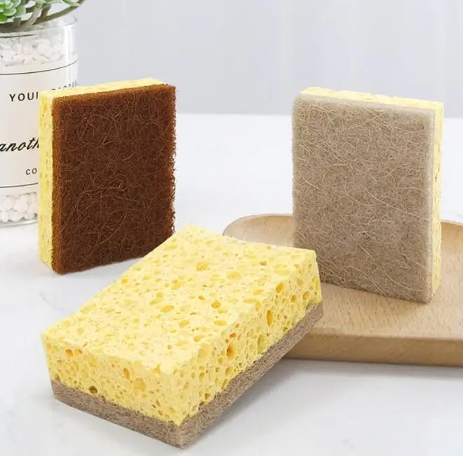PUZHE Natural Biodegradable Wood Pulp Cotton Loofah Sponge