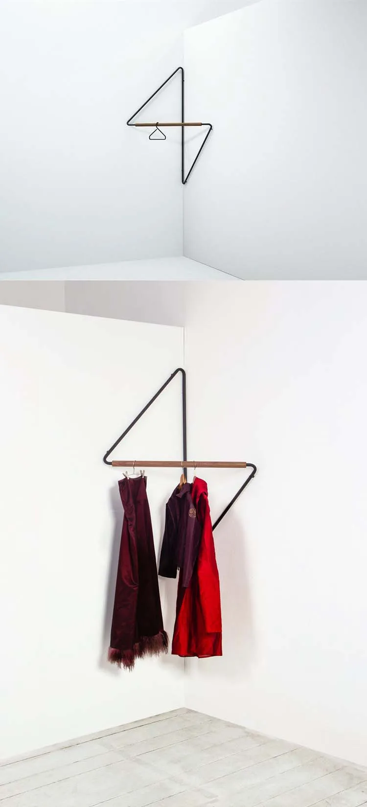 Corner Wall-Mounted Geometric Coat Rack - Stylish Storage
