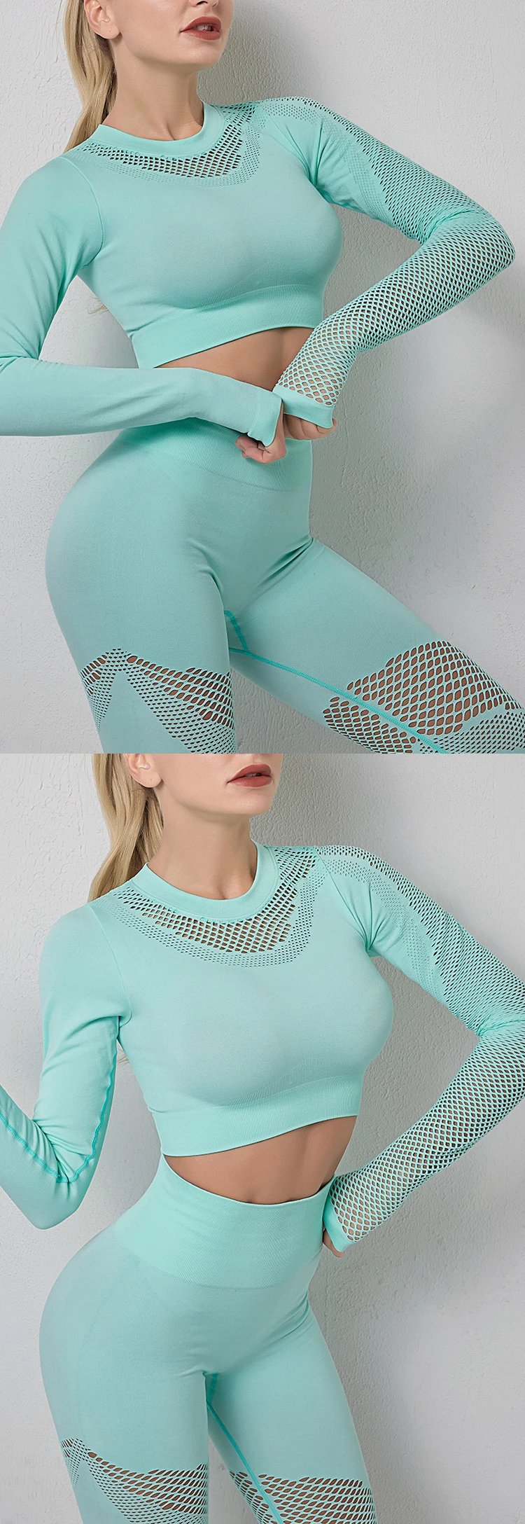 Aola 2020 Activewear Ribbed Fitness Sets For Women Black Mesh - Buy ...