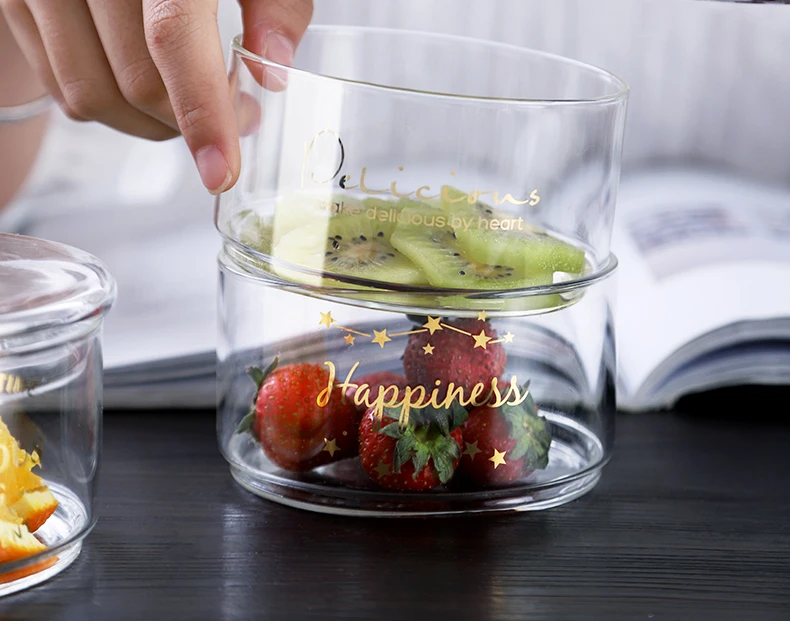 3 Tier Stackable Glass Cookie Jar Borosilicate Glass Stack Food Jar ...