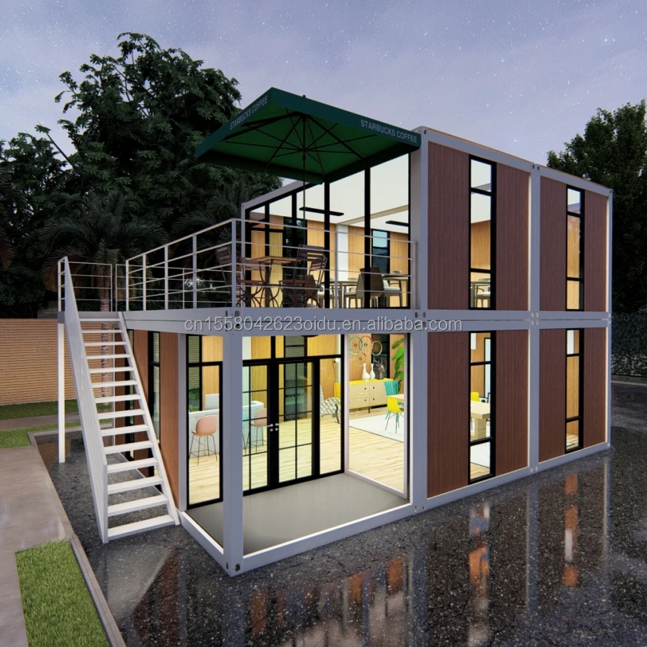 Luxury 2-Story Modular Container Coffee Shop Prefab Steel Structure ...
