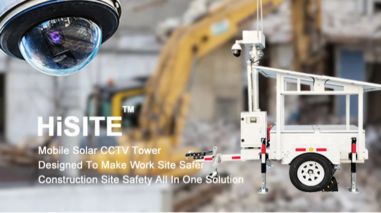 6m Telescopic Mast Digital Camera Solar Mobile Trailer For Parking Lot ...