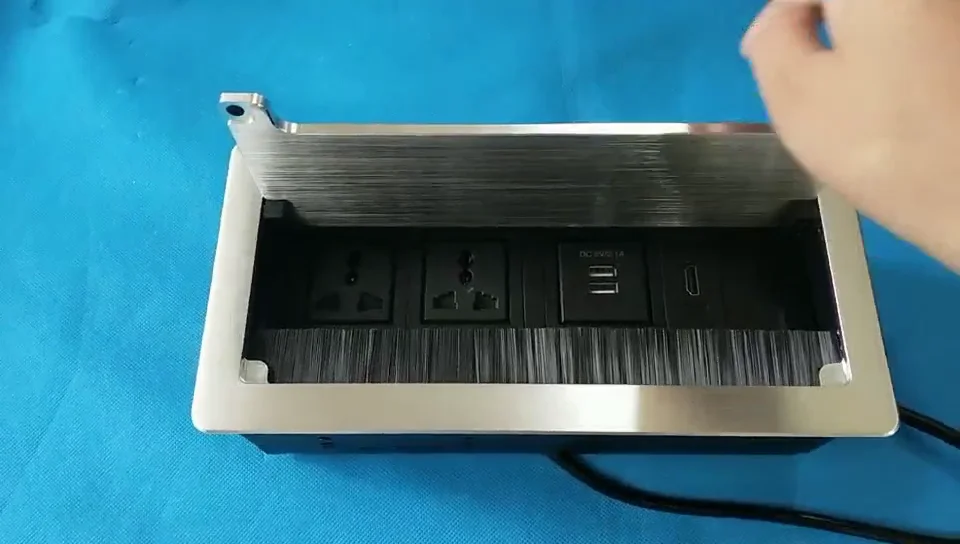 Cable Cubby With Brush Lan Us Power Brush Flip Up Desk Socket For ...