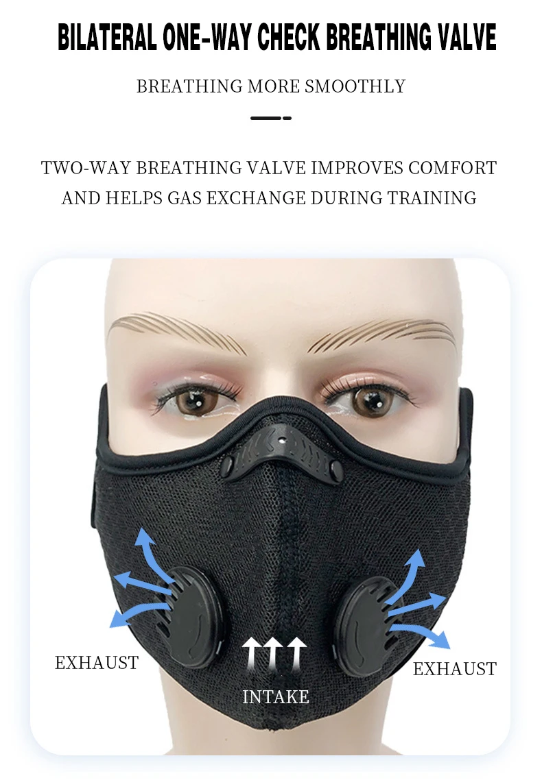 Hypoxic 3 Layer Outdoor Cycling Masks Winter Workout Oxygen Cardio ...